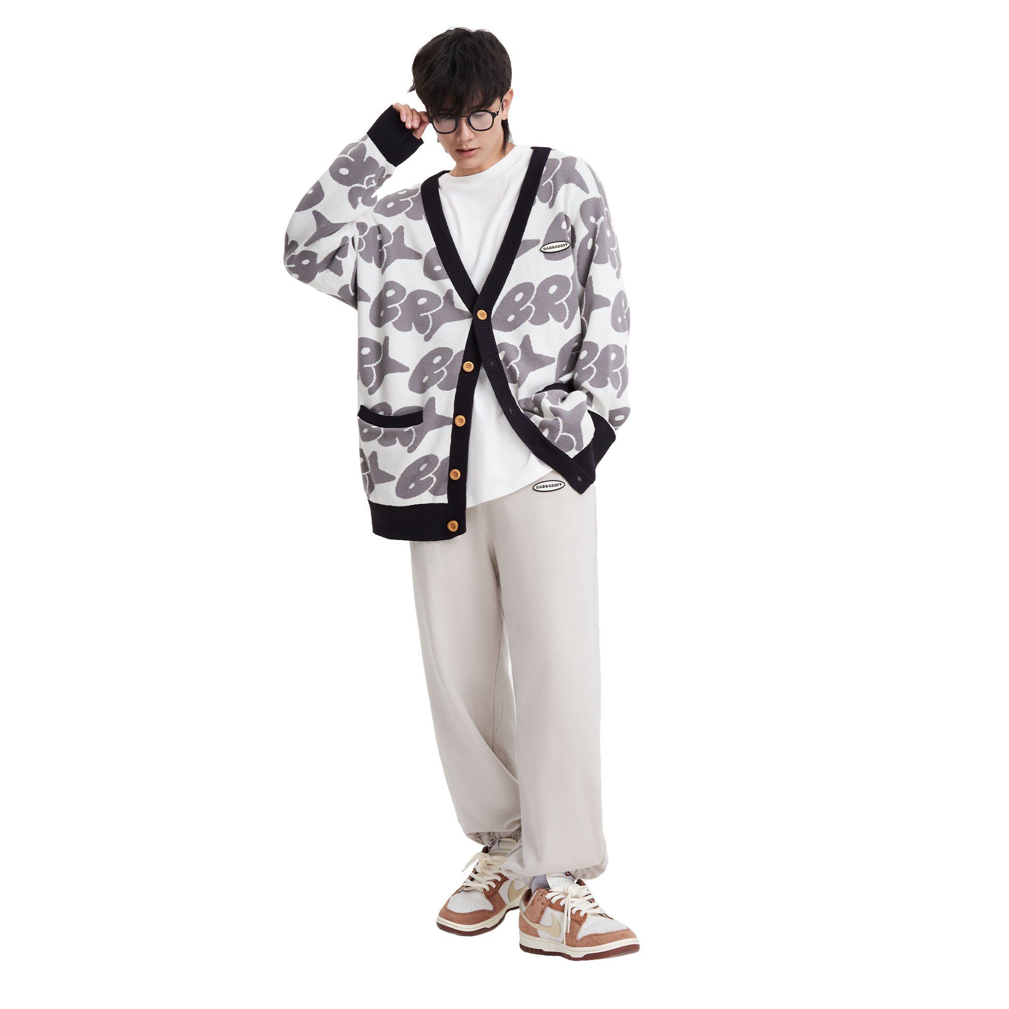 BLACK CARTOON CARDIGAN– Bad Rabbit Club - Official Store