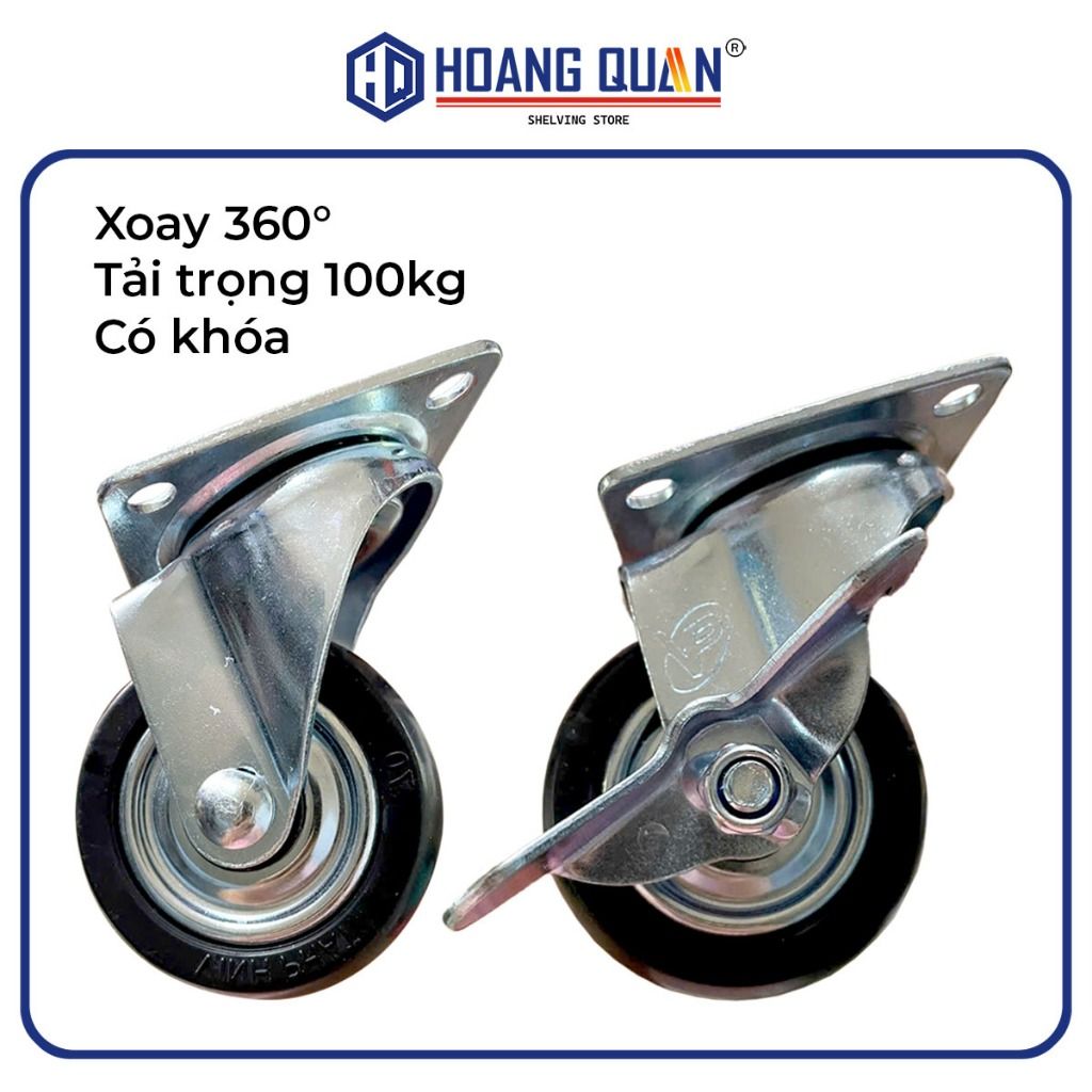 Bánh Xe Đẩy Hàng Xoay 360 Độ Chịu Tải 100kg - Có Chốt Khóa An Toàn – Kệ ...