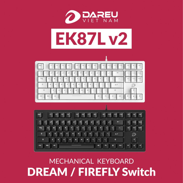 Bàn phím cơ Gaming DAREU EK87L v2 (DREAM / FIREFLY switch – NO LED) – TH Digital