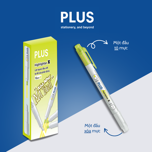 Hộp Bút Highlight PLUS – 12 Cây Dạ Quang, Có Đầu Xóa | Không Lem, Tô M ...