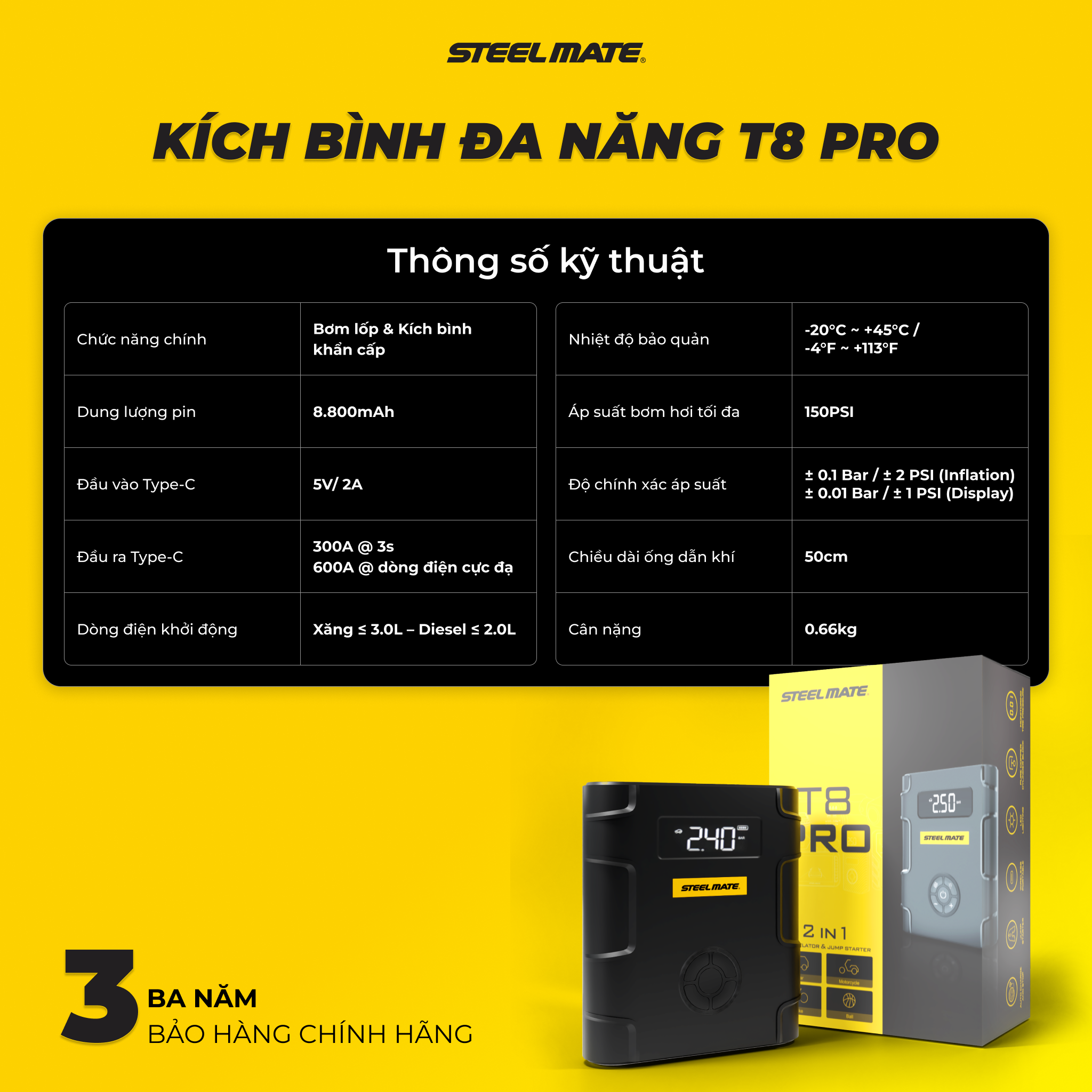 Kích bình đa năng T8 PRO chính hãng STEELMATE– STEELMATE VIETNAM