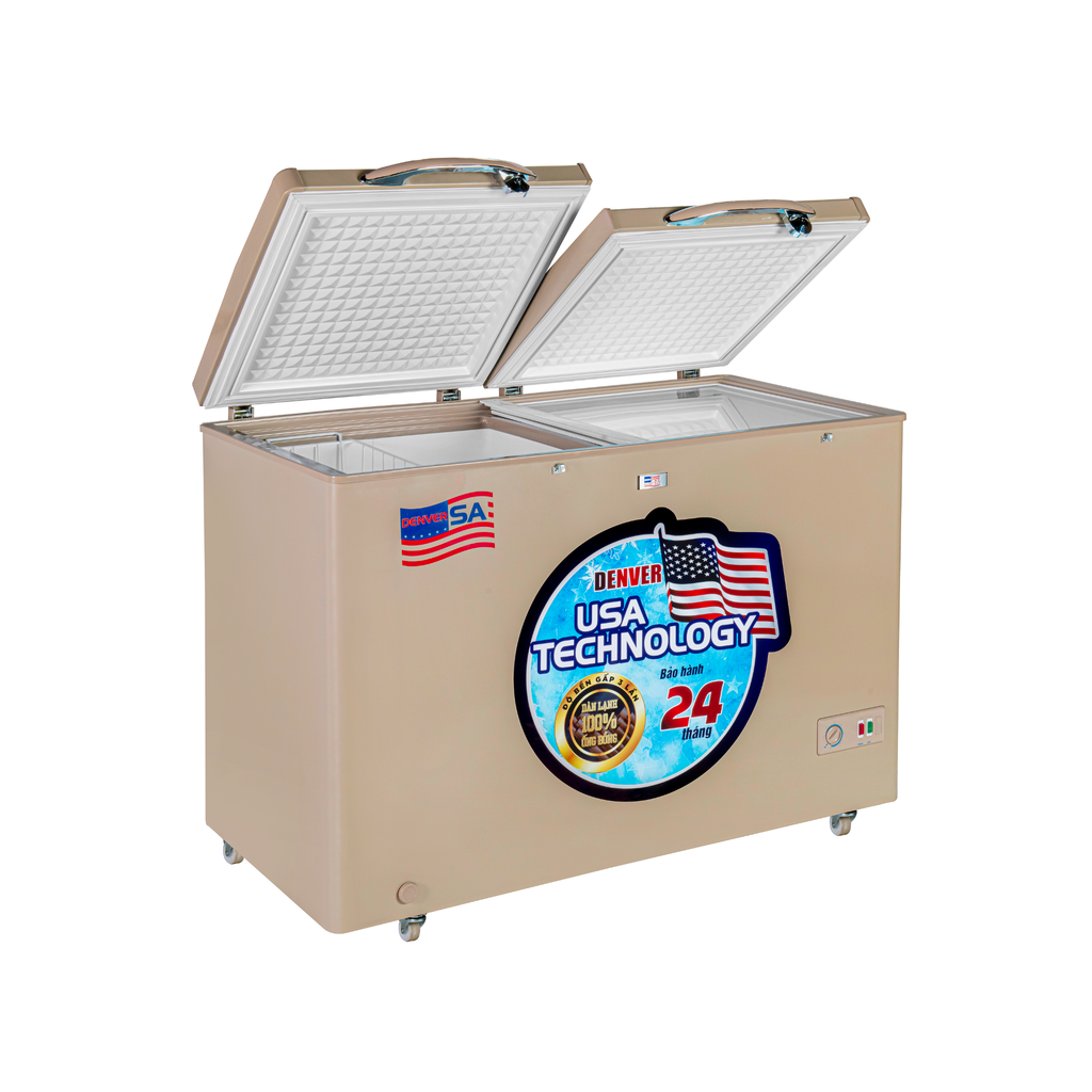 Tủ đông Denver AS 550HDI – Hai ngăn tiện lợi, inox kháng khuẩn, lạnh s
