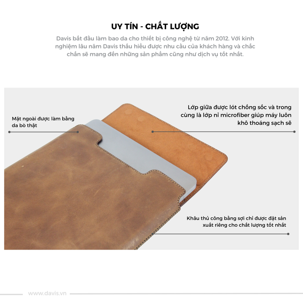 Bao da laptop mở dọc – Tinh tế trên từng sản phẩm