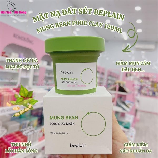 Mặt Nạ Đất Sét Beplain Mung Bean Pore Clay Mask 120ml - MÔI SON MÁ HỒNG