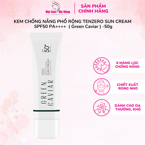 Kem Chống Nắng Phổ Rộng 8 Màng Lọc Tenzero 50ml SPF 50+ PA++++ - MÔI SON MÁ HỒNG
