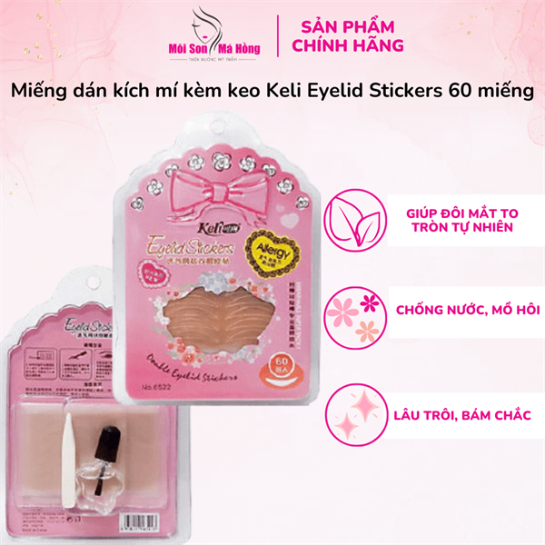 Miếng dán kích mí kèm keo Keli Eyelid Stickers 60mieng - MÔI SON MÁ HỒNG