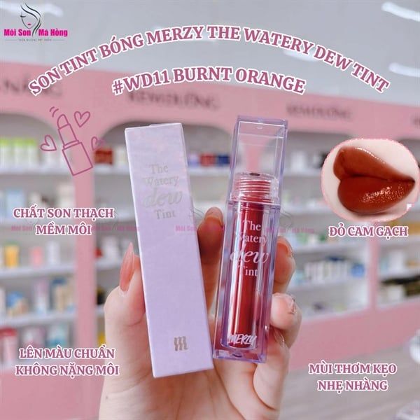 (Ver.2) Son Tint Bóng Merzy The Watery Dew Tint #WD11 - MÔI SON MÁ HỒNG