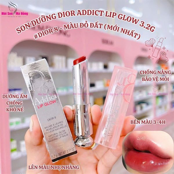 Son Dưỡng Dior Addict Lip Glow 8 Brick Red - Đỏ đất - MÔI SON MÁ HỒNG
