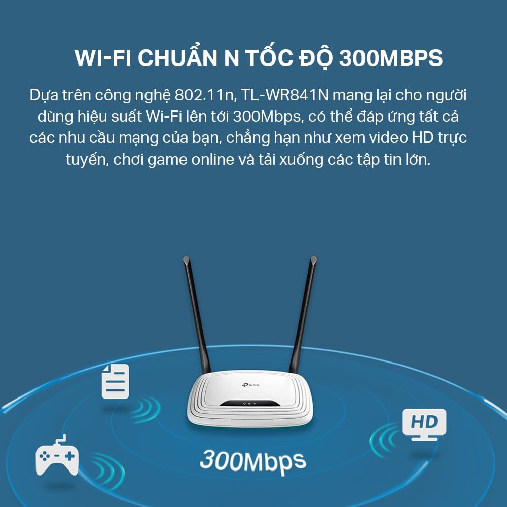 Router Wi-Fi TP-Link TL-WR841N | Wi-fi N, Tốc Độ 300Mbps
