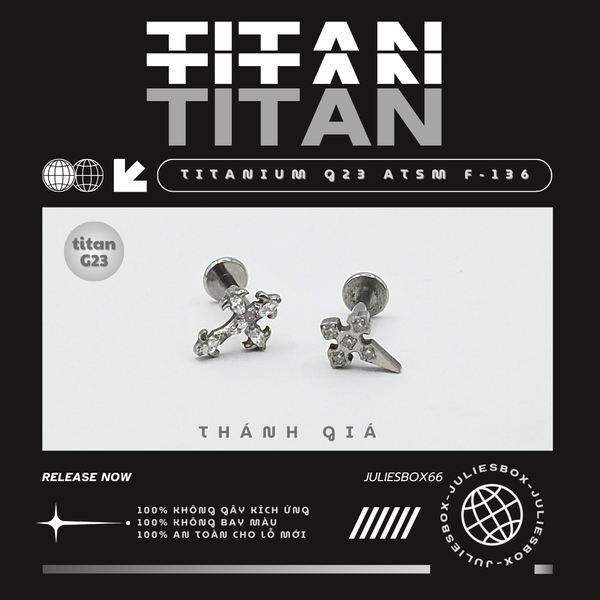 [1 Chiếc] [XỎ] Khuyên Tai TITAN G23 F136 Thánh Giá Kiểu Lobe - Flat ...