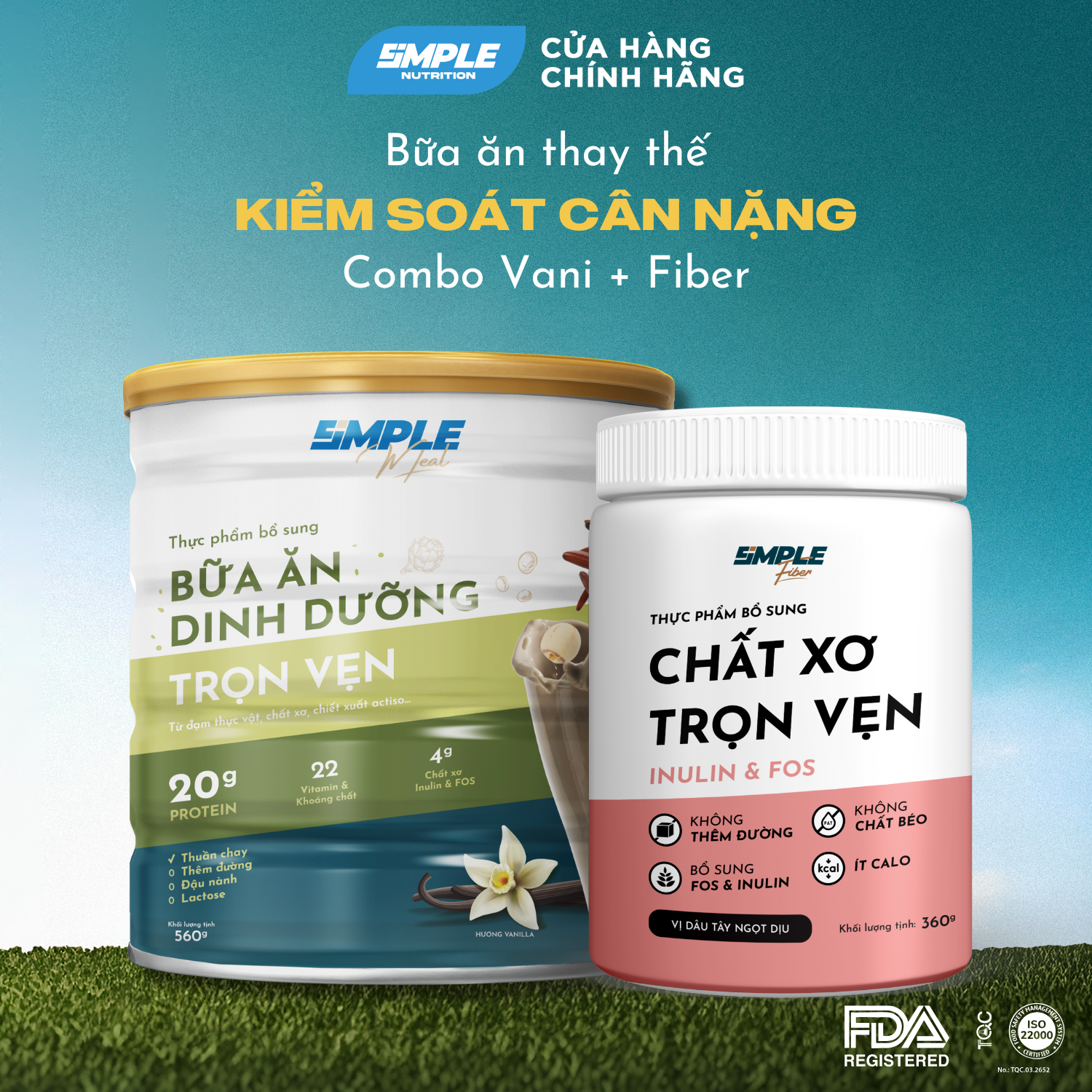 Combo Simple Meal + Simple Fiber - Bữa ăn dinh dưỡng (560g) và chất xơ ...