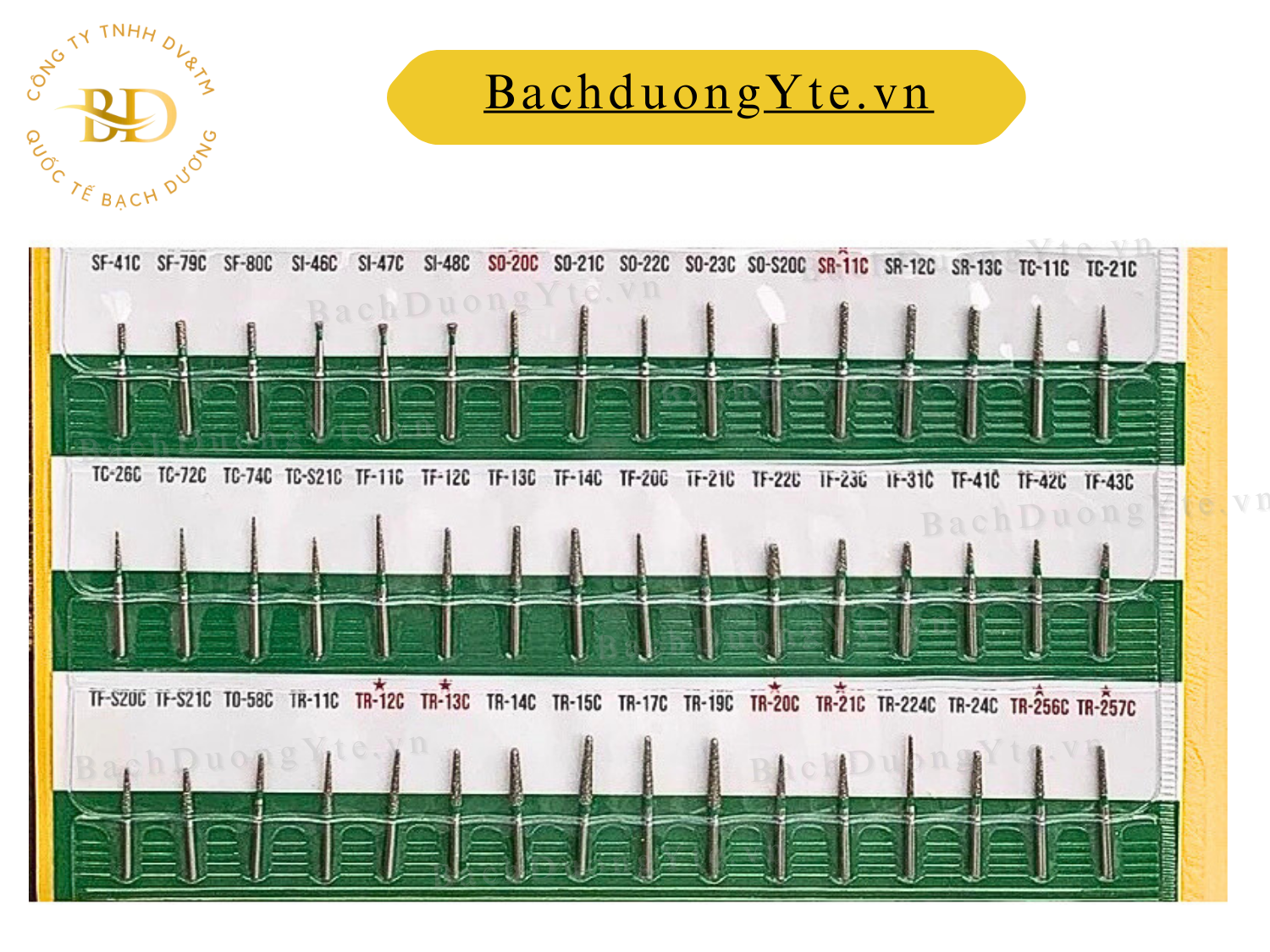 Mũi khoan Mani màu xanh lá – BẠCH DƯƠNG - Vật liệu, Thiết bị nha khoa, Labo