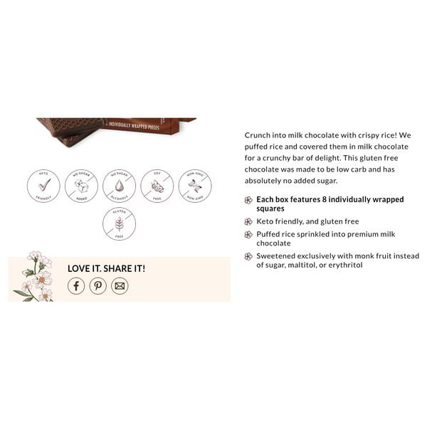 SOCOLA SỮA BÁNH GẠO GIÒN ChocZero's Milk Chocolate Keto Bark - CRISPY ...