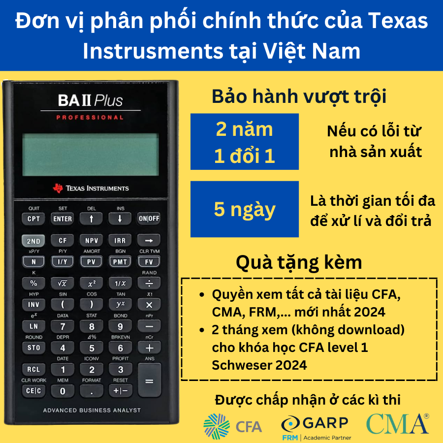 Máy Tính Tài chính Texas Instruments BA II Plus Professional, chính hã ...