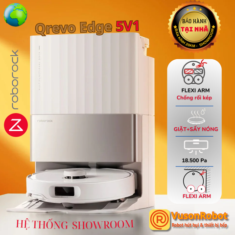 Robot hút bụi Roborock Qrevo Edge 5V1 chổi chống rối FlexiArm-Quốc tế ...
