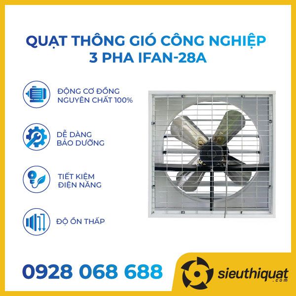 Quạt hút dạng vuông chuyển động trực tiếp IFAN-28A – SIÊU THỊ QUẠT