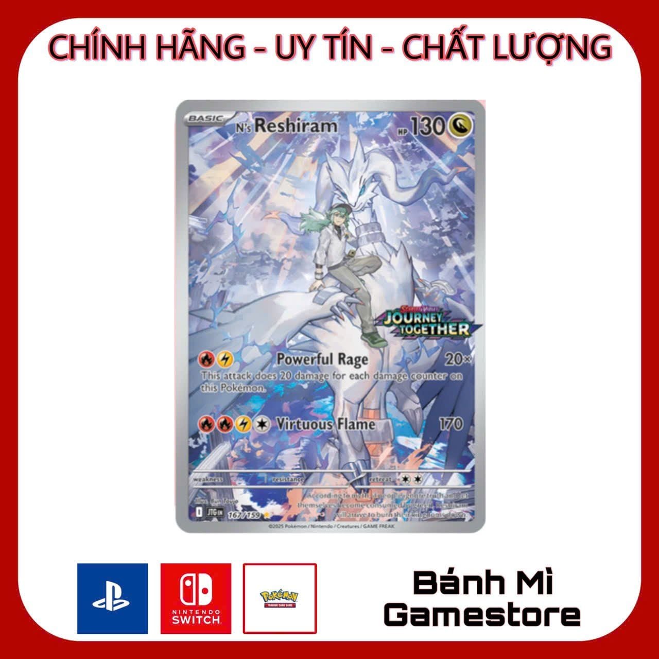 Pokemon TCG: N’s Reshiram Stamp Promo Illustration Rare 167/159 Journe ...