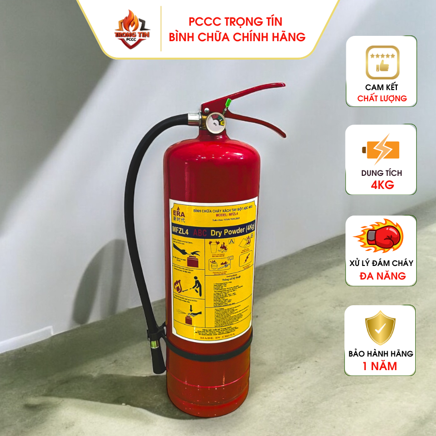 Bình chữa cháy bột ABC 4kg-MFZL4 – Thiết bị PCCC Trọng Tín